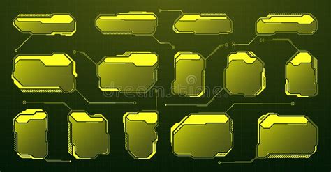 Yellow Futuristic Hud Ui Elements Sci Fi User Interface Text Boxes Callouts Stock Vector