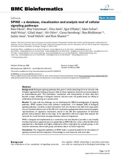 Pdf Spike A Database Visualization And Analysis Tool Of Cellular