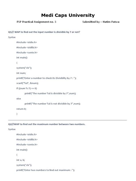 psp practical assignment no 3 pdf salary computer programming