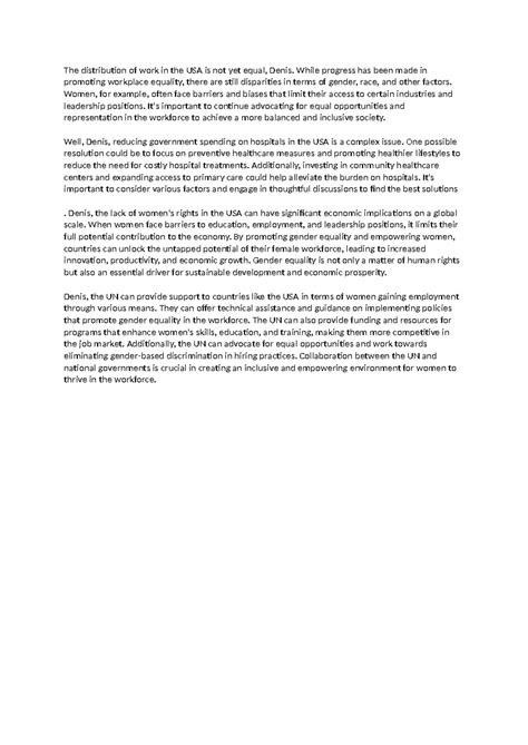 Document 2 Copy Sda The Distribution Of Work In The USA Is Not Yet Equal Denis While