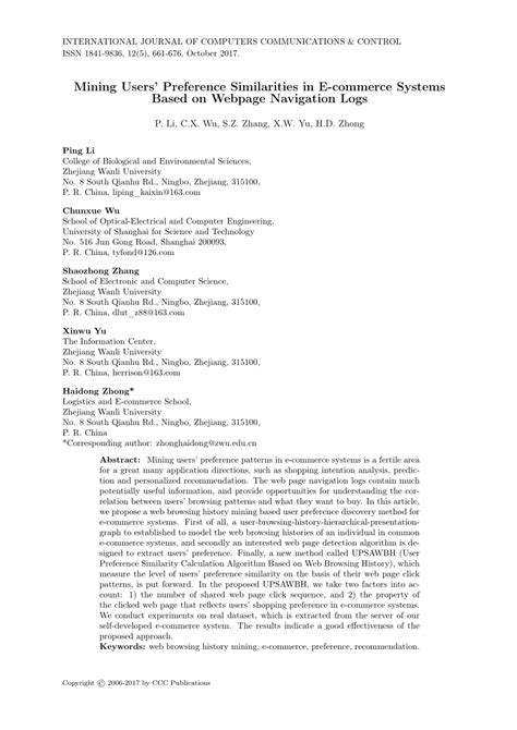 Pdf Mining Users Preference Similarities In E Commerce Systems Based