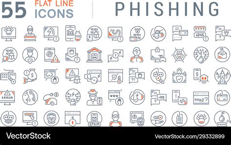 Set Line Icons Phishing Royalty Free Vector Image