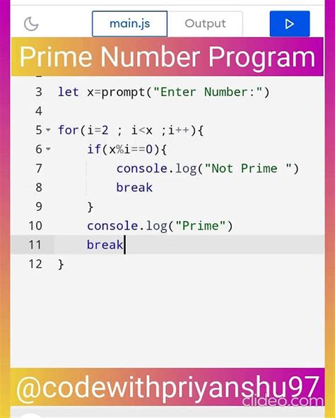 Javascript Prime Number Program In Javascript Shortsvideo