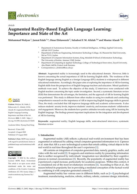 Pdf Augmented Reality Based English Language Learning Importance And State Of The Art