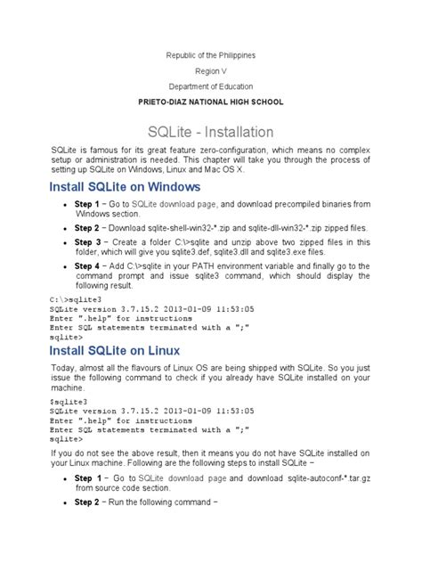 Sqlite Installation Install Sqlite On Windows Pdf Zip File Format Operating System