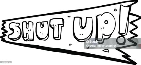 Line Drawing Cartoon Shut Up Sign Stock Illustration Download Image