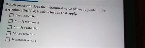 Solved Which Processes Does The Intramural Nerve Plexus