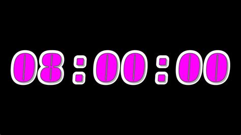 8 Hours Countdown Timer With Alarm And Time Markers Chapters Pink And White Outline Youtube