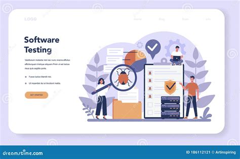 Testing Software Web Banner Or Landing Page Application Or Website Stock Vector Illustration