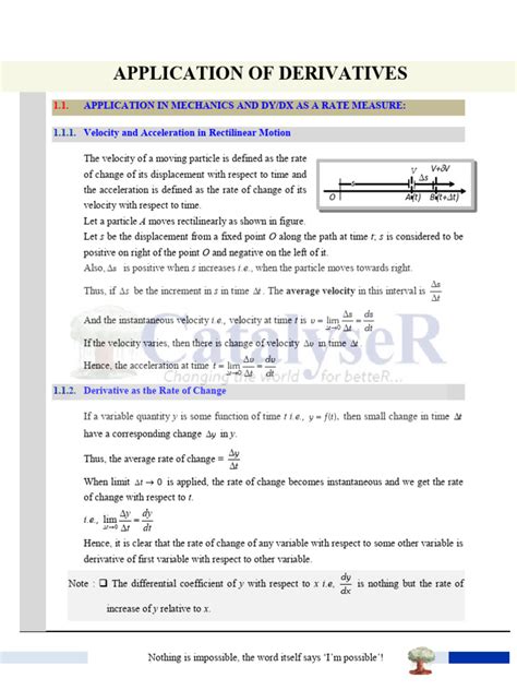 Mathematics Application Of Derivatives Complete Module Pdf Velocity Monotonic Function