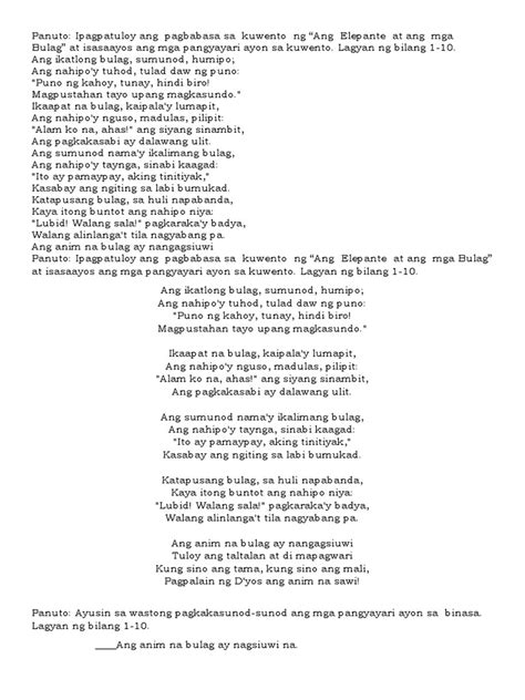 Panuto Pdf
