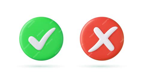 Premium Vector Green Tick Check Mark And Cross Mark Symbols