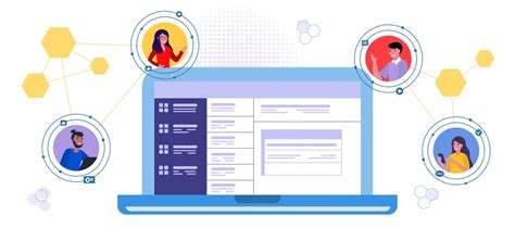 A Graphic Of A Laptop With A Webpage Layout On The Screen Surrounded By User Profile Icons