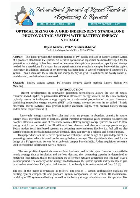Pdf Optimal Sizing Of A Grid Independent · Pdf Filecharging And Discharging Next Section Iv