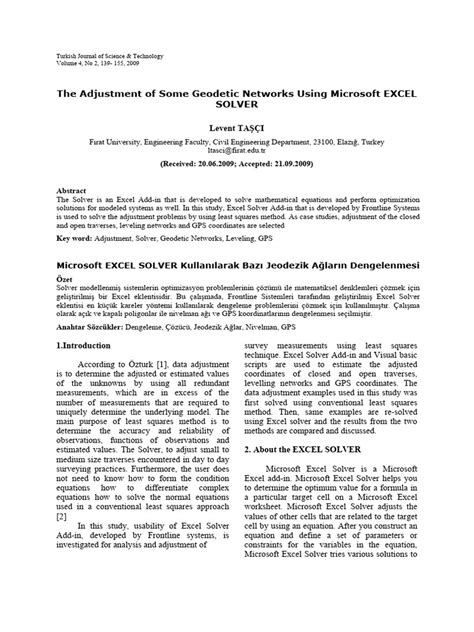 The Adjustment Of Some Geodetic Networks Pdf