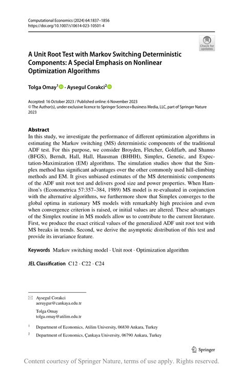 A Unit Root Test With Markov Switching Deterministic Components A