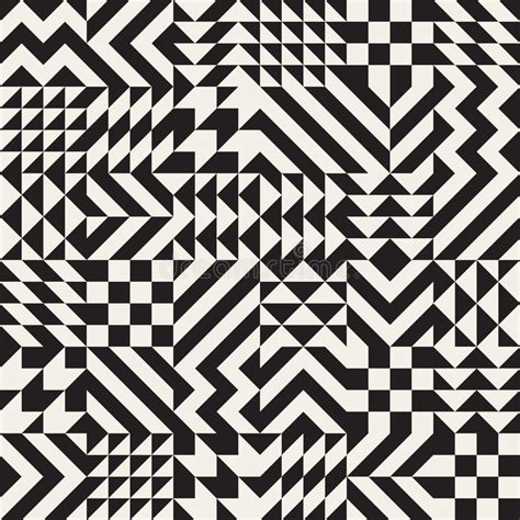 Vector Seamless Black And White Irregular Geometric Triangle Rhombus Blocks Pattern Stock Vector