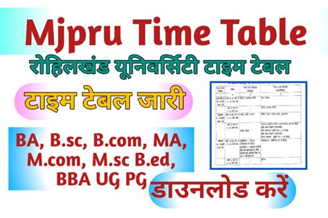 Mjpru Time Table 2025 Ba Bsc Bcom Download Rohilkhand University Exam Date