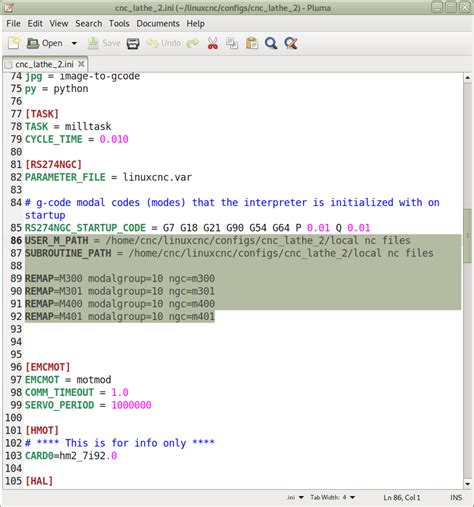 Custom M Codes And Bar Puller Set Up LinuxCNC