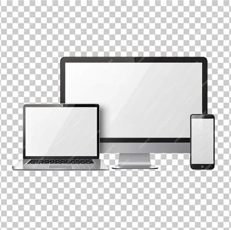 Set Of Realistic Monitor Laptop Tablet Smartphone Set Of Devices With Empty Screens Electronic