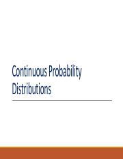 Continuous Probability Distributions Pdf Continuous Probability Distributions Outline Concept