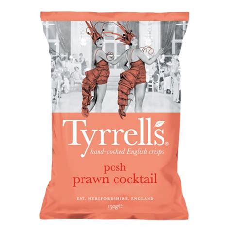 Tyrrells Prawn Cocktail Potato Crisps 150g Pack Of 8 Plantx Uk