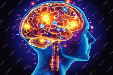 Neuron Growth Synaptic Connection And Bioelectricity Human Brain Scan With Bright Neural