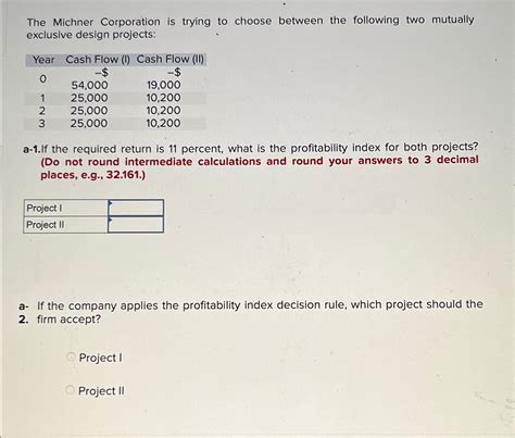 Solved The Michner Corporation Is Trying To Choose Between
