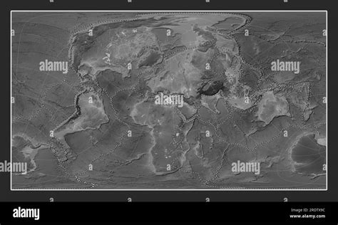 Aegean Sea Tectonic Plate On The Grayscale Elevation Map In The Patterson Cylindrical Oblique