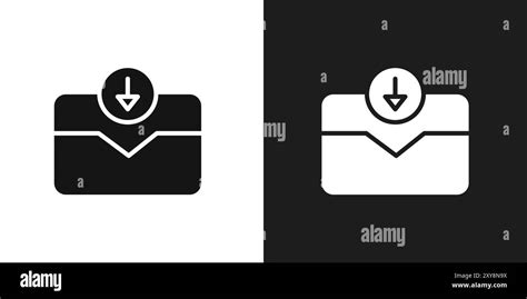 inbox icon logo sign vector outline in black and white color stock