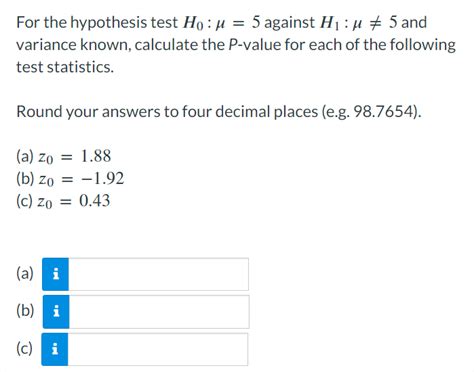 Solved For the hypothesis test H μ against H μ and Chegg