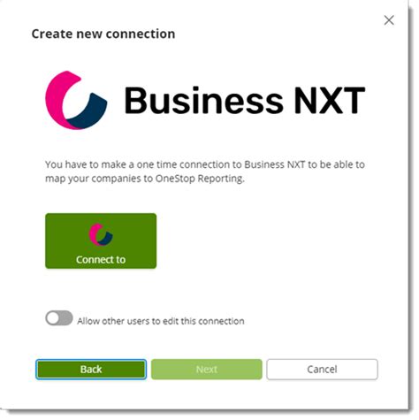 Create Connection To Business Nxt Onestop Reporting Visma Software