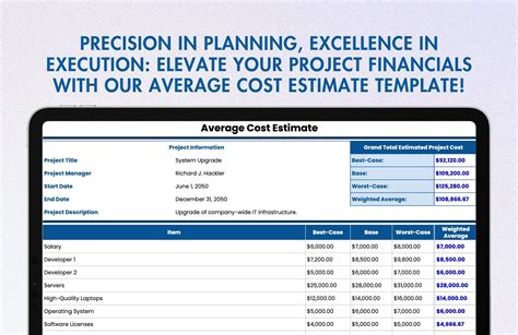 Average Cost Estimate Template In Google Sheets Excel Download Template Net