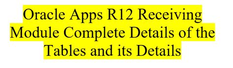 Oracle Application S Blog Oracle Apps R Receiving Module Complete Details Of The Tables And