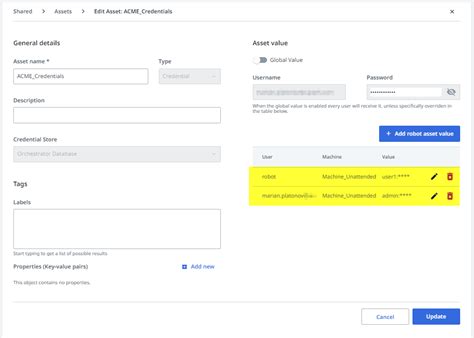 How To Set And Access Multiple Credentials For Only One Asset Value