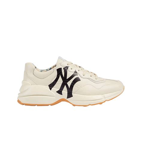 구찌 X Mlb 뉴욕 양키스 롸이톤 스니커즈 아이보리 Gucci Kream