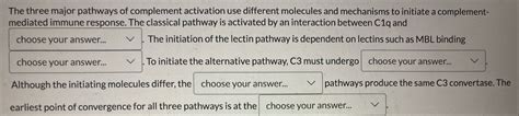 Solved The Three Major Pathways Of Complement Activation