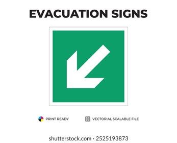 Emergency Exit Sign Evacuation Direction Down Stock Vector Royalty Free 2525193873 Shutterstock