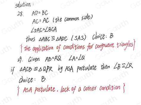 solved 28 which of the following can be used to prove that delta abc≌