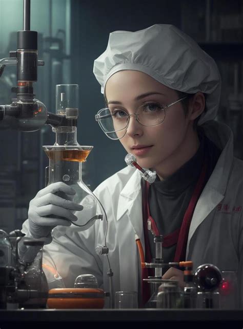 ai generated attractive blonde scientist working in laboratory science