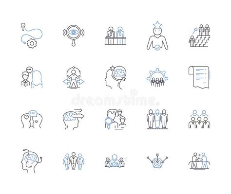 Team Management Outline Icons Collection Teamwork Cooperation Organization Leadership