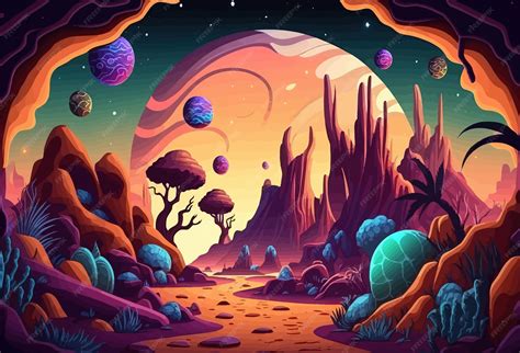 Premium Vector Amazing Fantasy World Fantasy Another Planet Galaxy