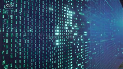 a wall covered in binary code displayed in a dark room creating a