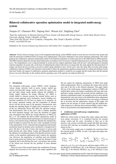 Pdf Bilateral Collaborative Operation Optimisation Model In
