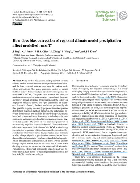 Pdf How Does Bias Correction Of Regional Climate Model Precipitation