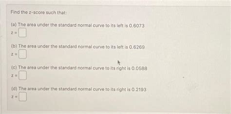 Solved Find The Z Score Such That A The Area Under The Chegg Com