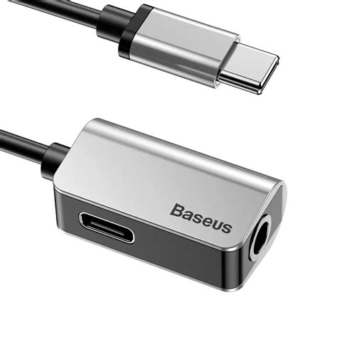 Baseus Type C Cable Audio Adapter Type C To 3 5mm Jack Aux Audio Splitter USB C Headset Adapter