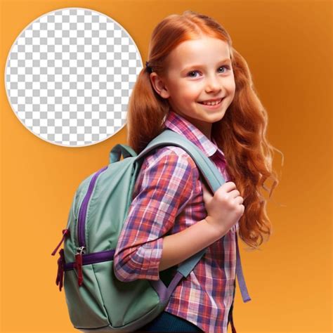 Amazing Pretty Ginger Girl With A Schoolbag Premium Ai Generated Psd