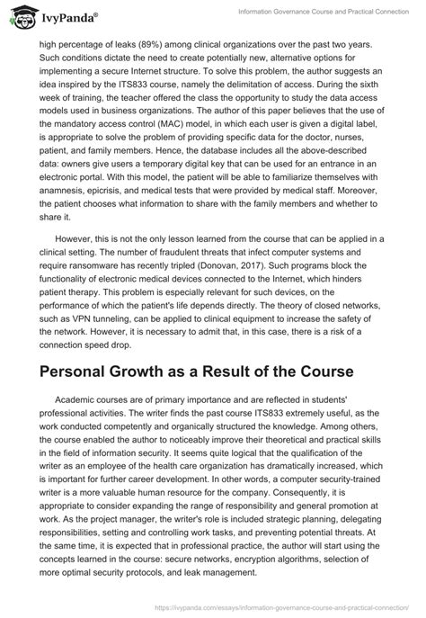 Information Governance And Practical Connection 890 Words Critical