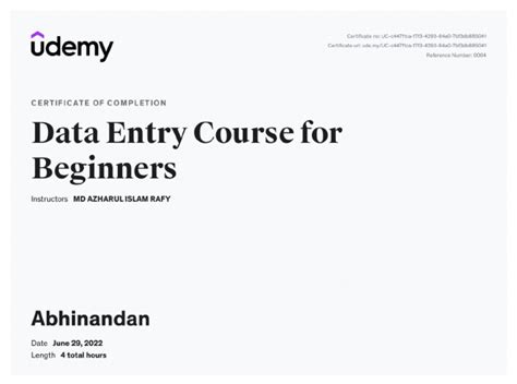 Data Entry Certificate Pdf